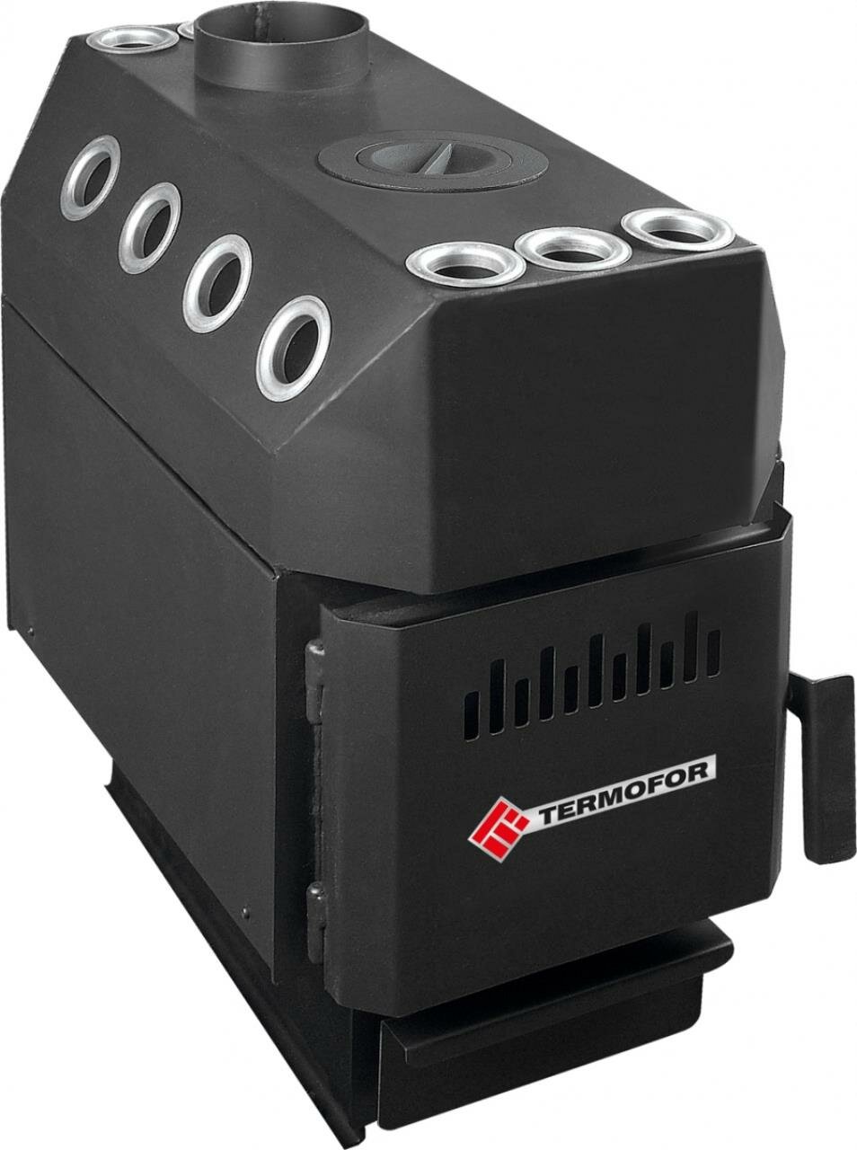 Дровяная отопительная печь ТЕРМОФОР Ставр 9 (с чугун. кружком) (150 м. куб) диаметр дымохода: 115 мм