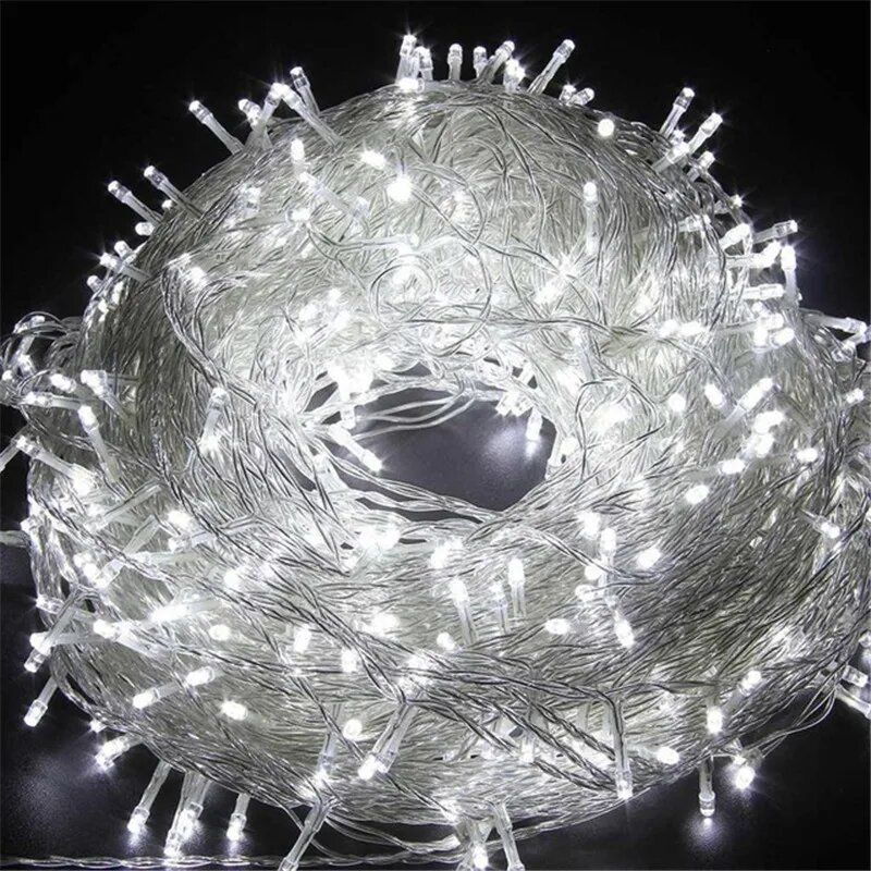 Гирлянда LED 600, 100 м, серебряный провод, белый свет