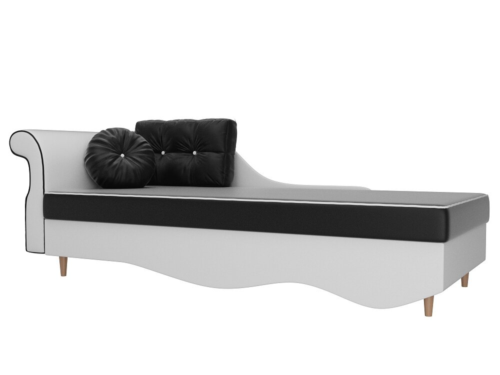 Прямой диван тахта Лорд Черно-Белый Экокожа, 225х85х84 см, с ящиком для белья