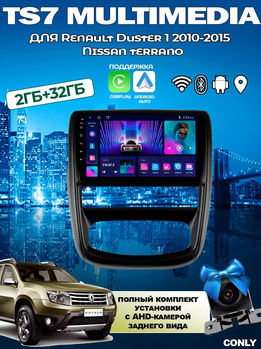 Андроид магнитола для Renault Duster 1 2010-2015 TS7 Bluetooth, FM/AM, GPS, Сенсорная