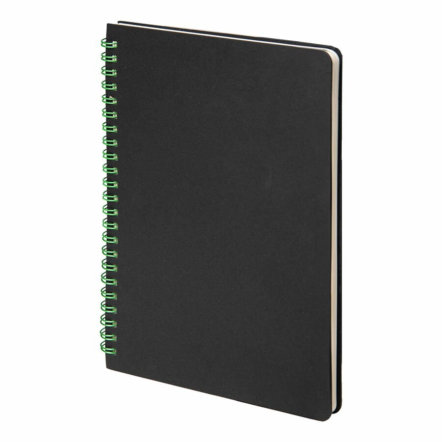 Блокнот на двойной пружине HELIX, 143 х 205 мм, черный с зелёным, блок в линейку