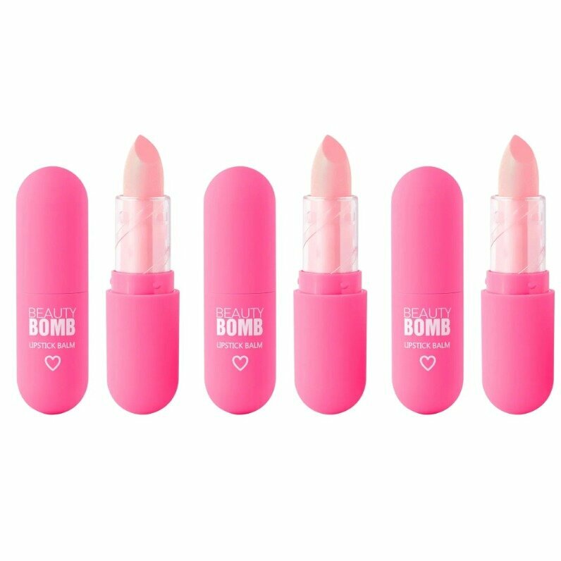 Помада-бальзам для губ Beauty Bomb Color Lip Balm тон 02, нежно розовый с шиммером, 4 г, 3 шт