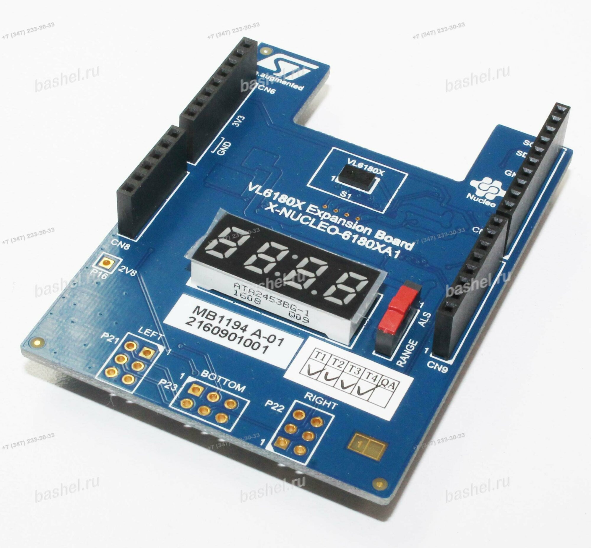 X-NUCLEO-6180XA1, Плата расширения, STMicroelectronics, на основе модуля VL6180X датчиков приближения, жестов и освещенн