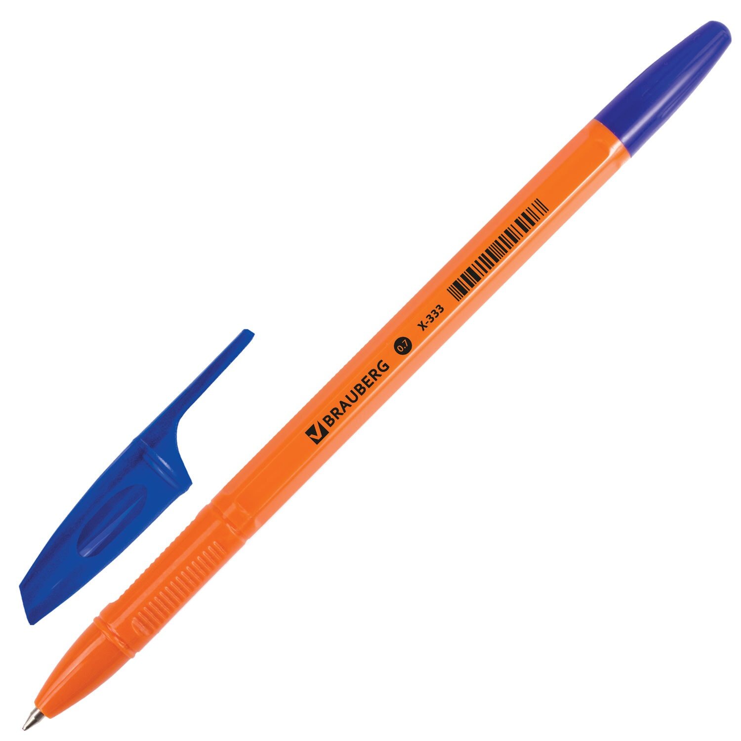 Ручка шариковая Brauberg X-333 Orange, корпус оранжевый, узел 0,7 мм, линия 0,35 мм, синяя (142409)