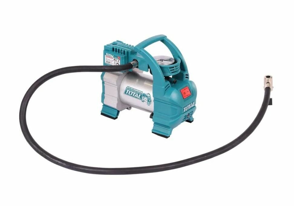 Компрессор автомобильный воздушный с фонарем TOTAL 12В 18А 10 Бар