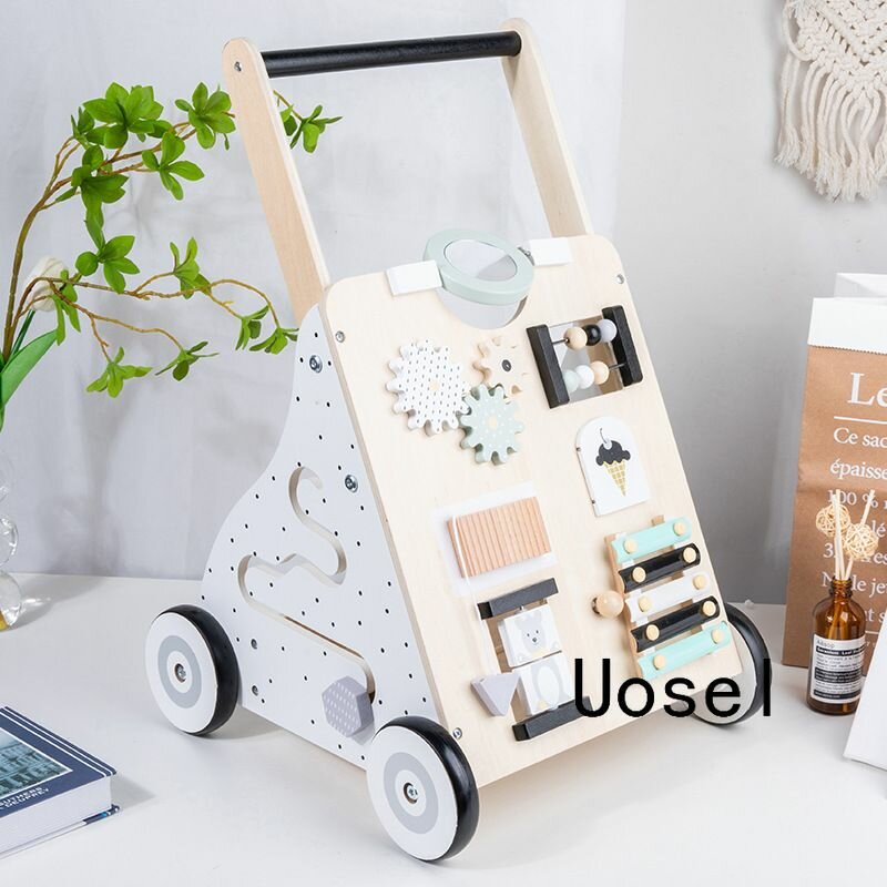 Новые детские ходунки с деревянными игрушками для расширения моторных навыков и обучения ребенка ходить