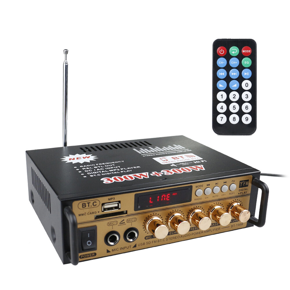 Мини 2-канальный ЖК-дисплей HIFI Audio Stereo Усилитель мощности BT FM-радио