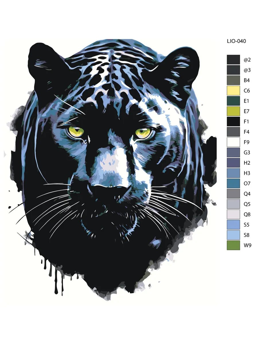 Картина по номерам,40 x 50, LIO-040, черная пантера,