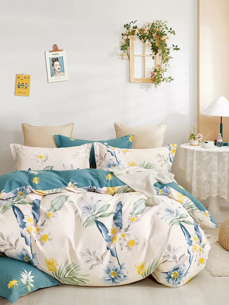 Постельное белье евро 4 наволочки хлопок Twill