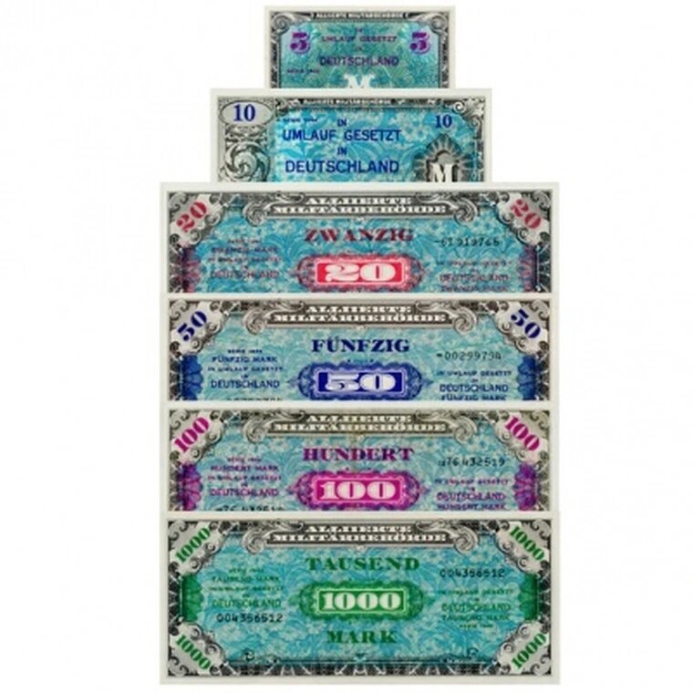 Набор 5-1000 марок 1944 Германия эпохи оккупации, сувенирные копии, банкноты и купюры редкие коллекционные