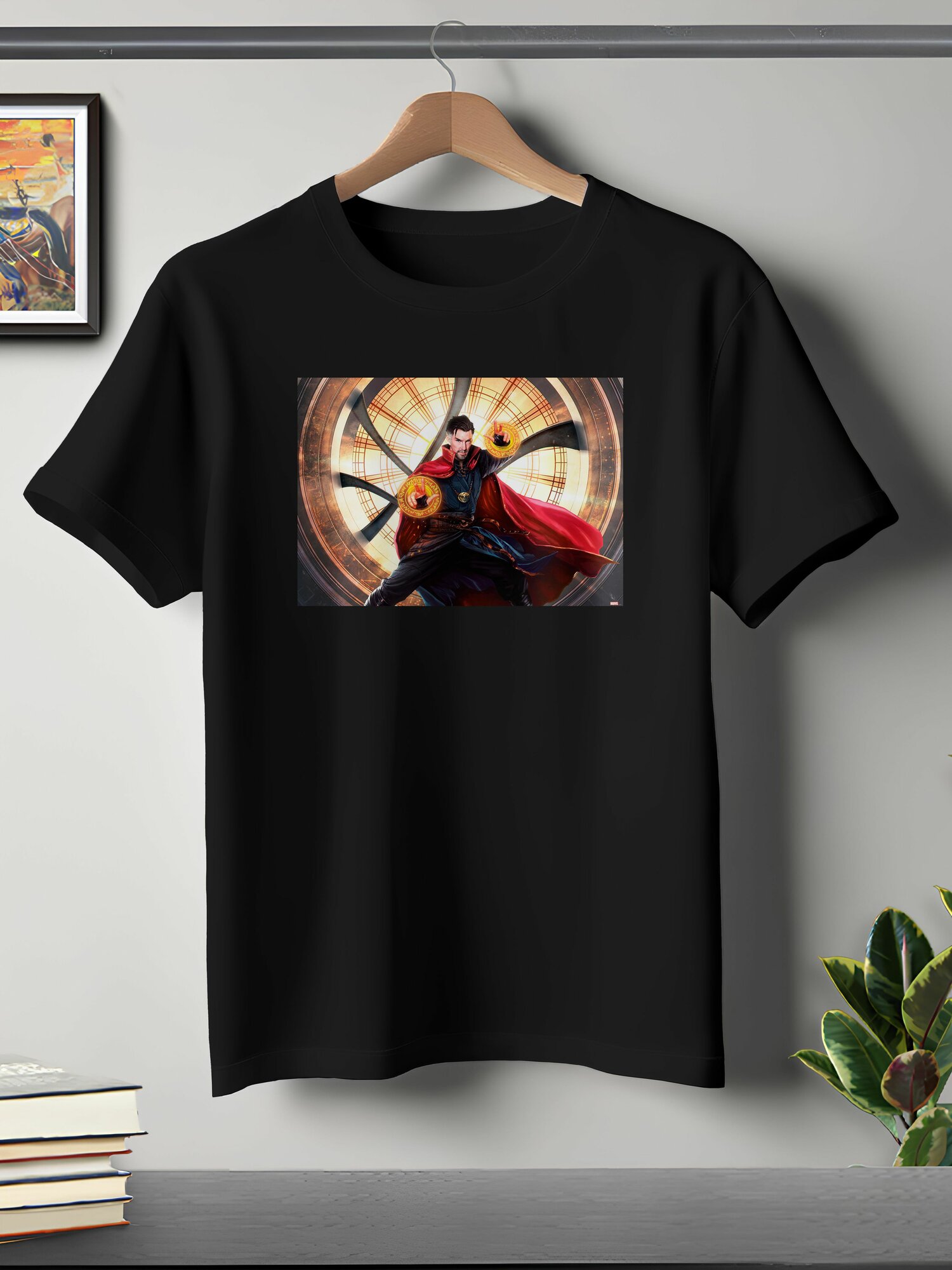 Футболка ONEQ унисекс 44-46 (S) размер с принтом Доктор Стрейнж, черная