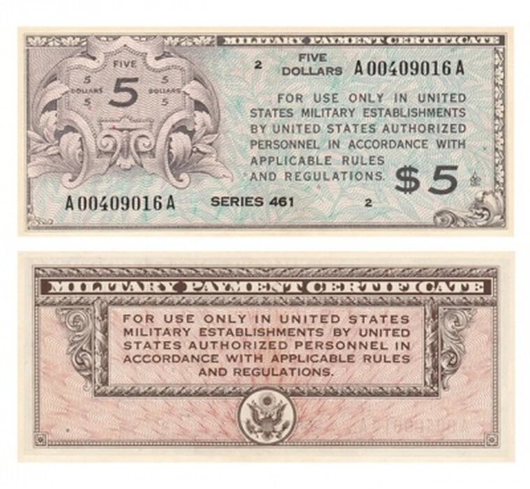 5 долларов 1946 США военный платежный сертификат, сувенирная копия, банкноты и купюры редкие коллекционные