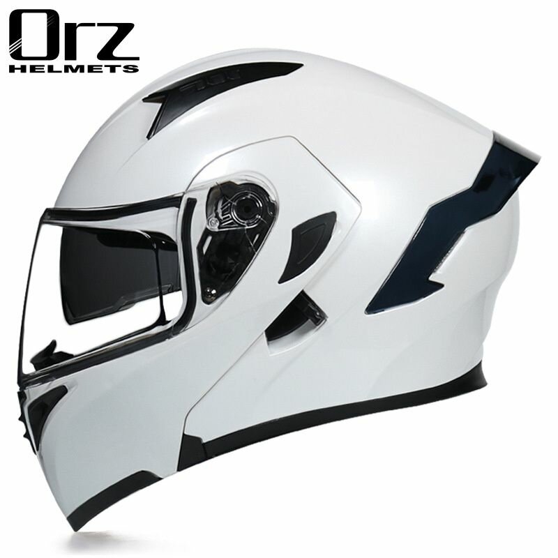 Мотоциклетный шлем откидной шлем для взрослых, белый, M