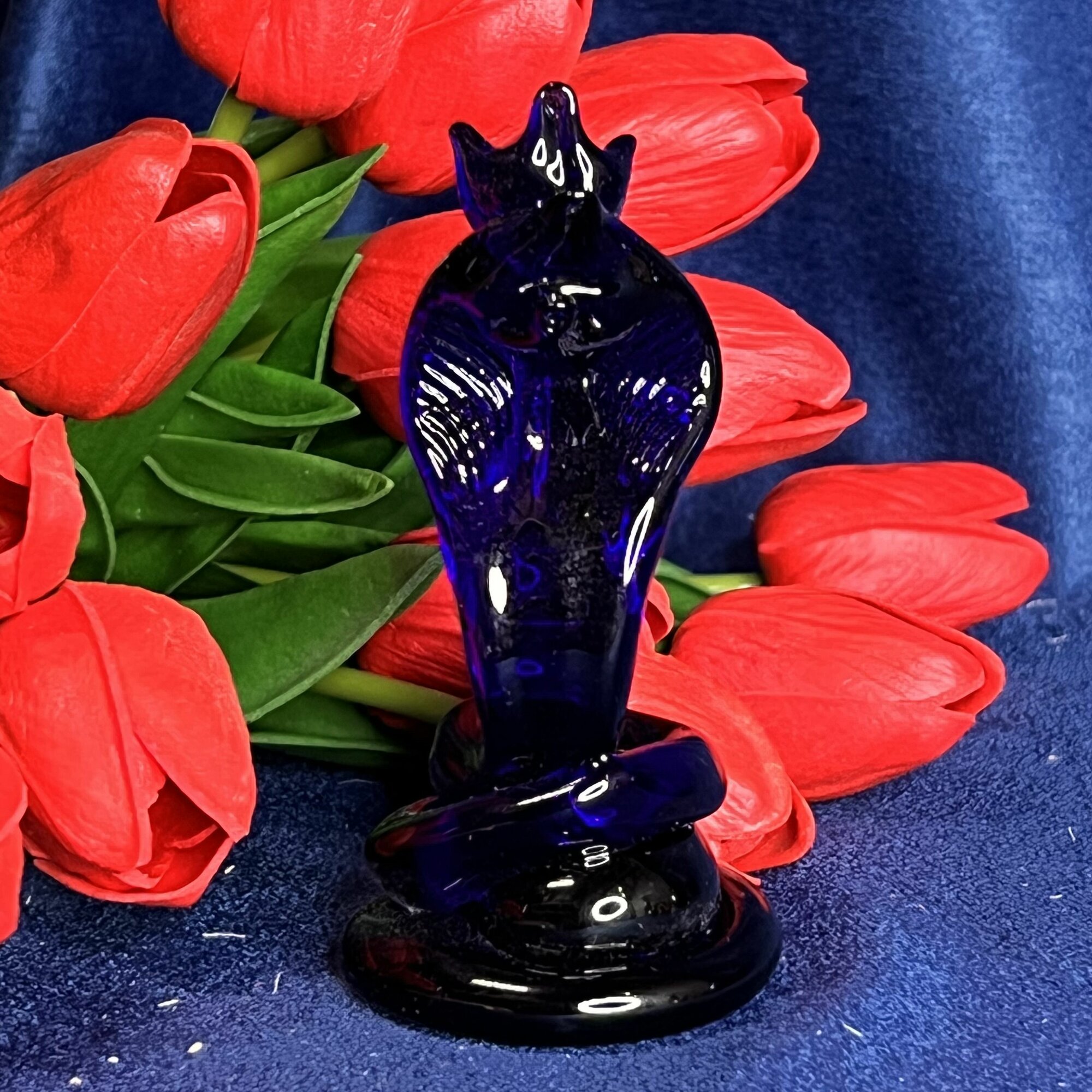 Змея "Кобра Королевская" Синяя Стекло