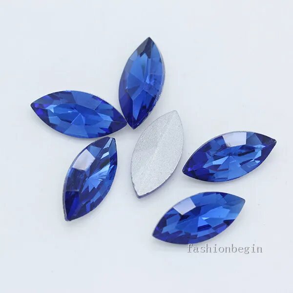 Стеклянные кристаллы "Конский глаз", 6-30 шт Синий, 5x10mm 30pcs, sapphire