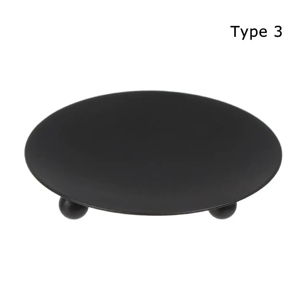 Круглый подсвечник из кованого железа, черный золотой