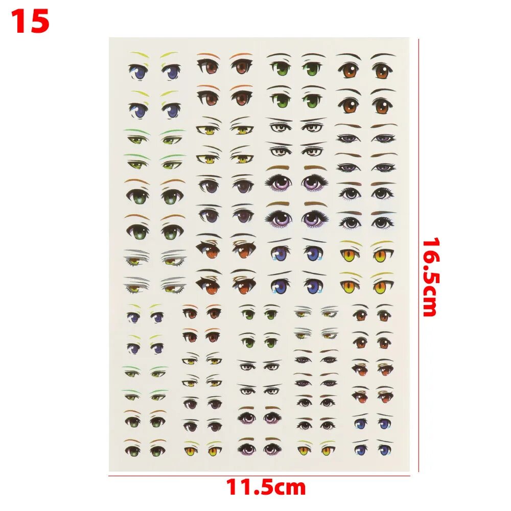 Набор наклеек глаз для кукол 15