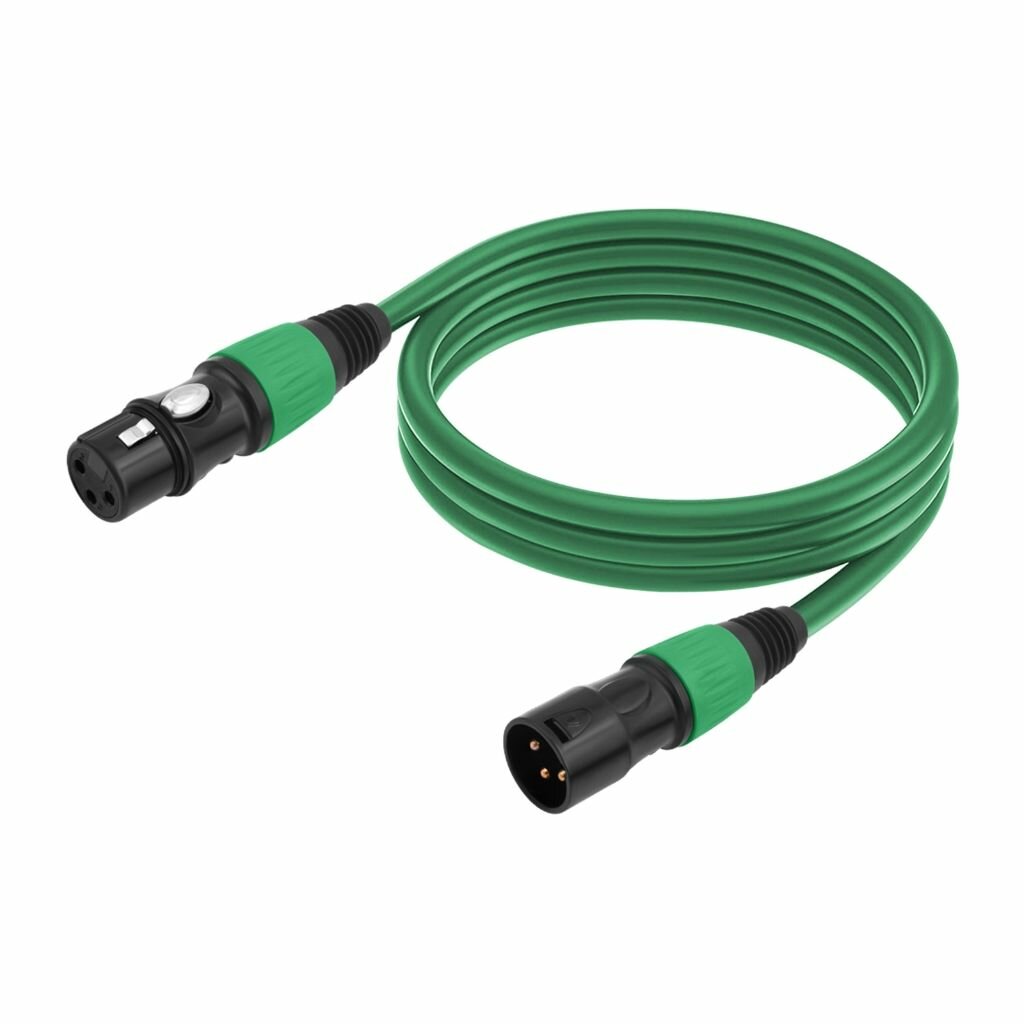Цветной 3PIN XLR аудиокабель (мужчина-женщина) - 10м - зеленый