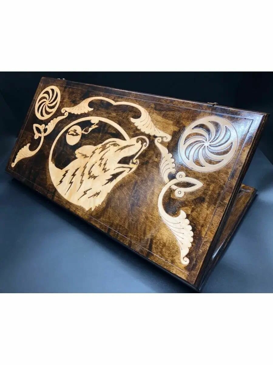 Нарды Деревянные Лакированные "волк" большие 60см