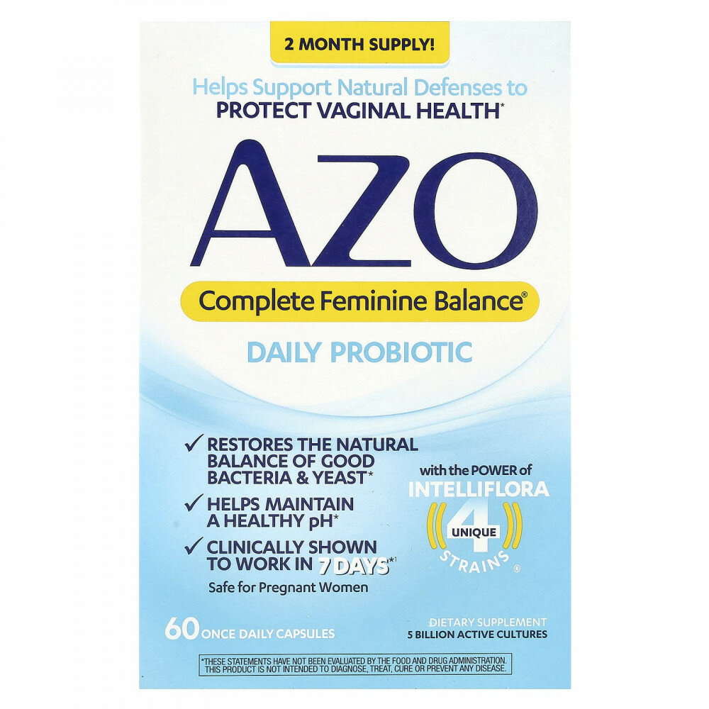 AZO, Complete Feminine Balance®, пробиотик для ежедневного приема, 60 капсул