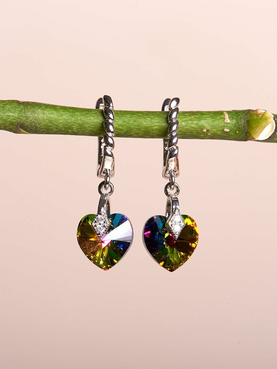 Серьги, стекло, кристалл, кристаллы Swarovski