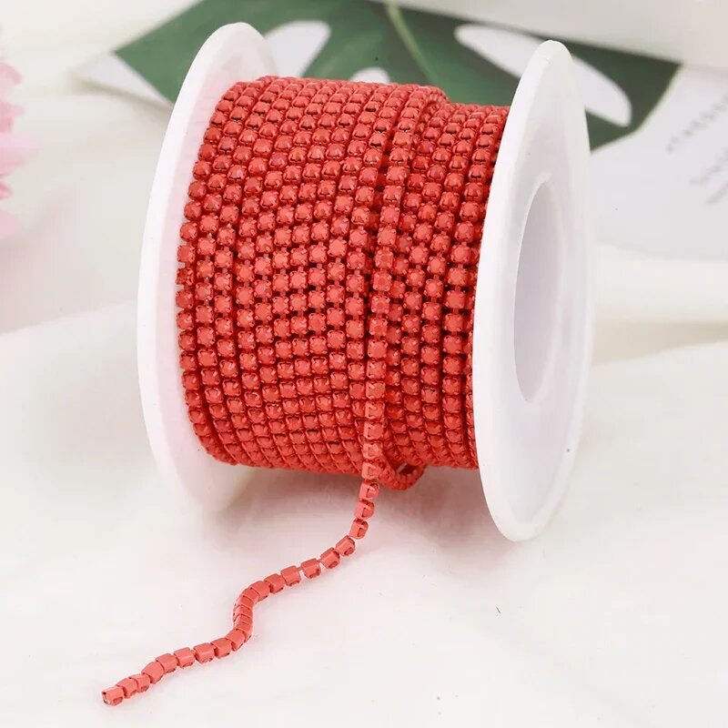 SS6 2 мм, 1 ярд, розовый/зеленый/синий опал, стекло, стразы, цепочка для чашки, блестящая отделка со стразами для украшения свадебного платья своими руками