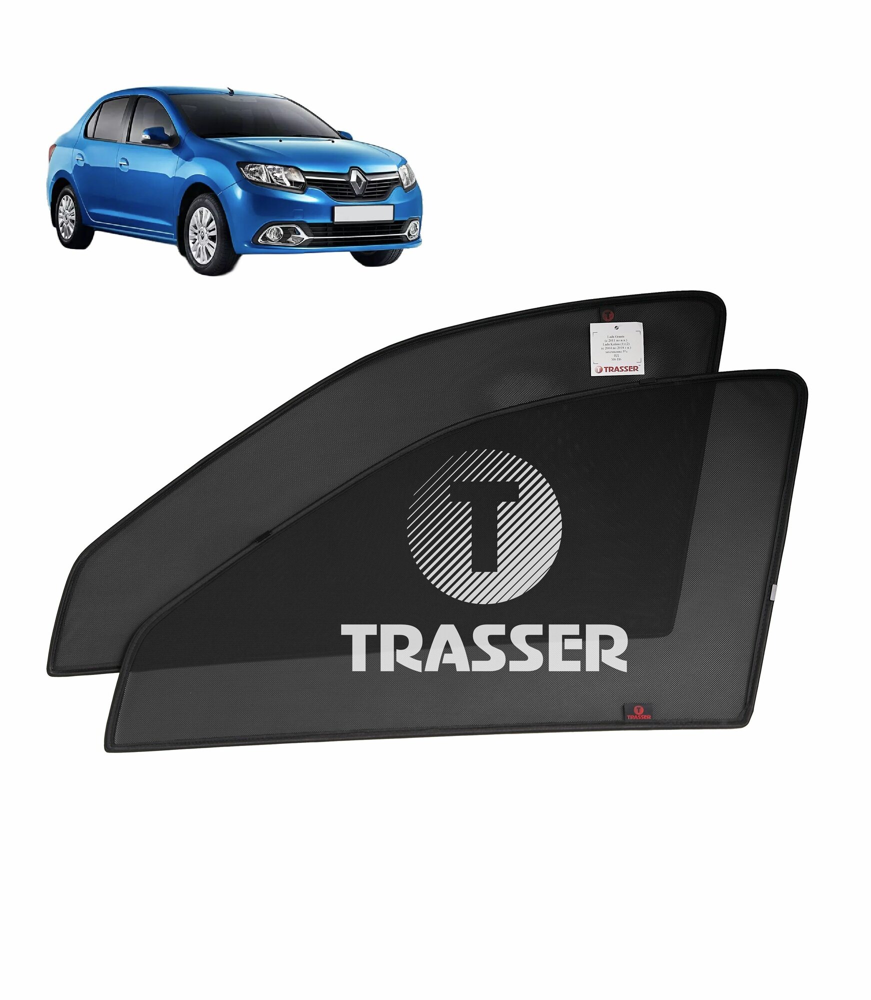 Каркасные шторки для Renault Logan (2) c 2012 г. по н. в. ( рено логан ) на передние двери комплект стандарт