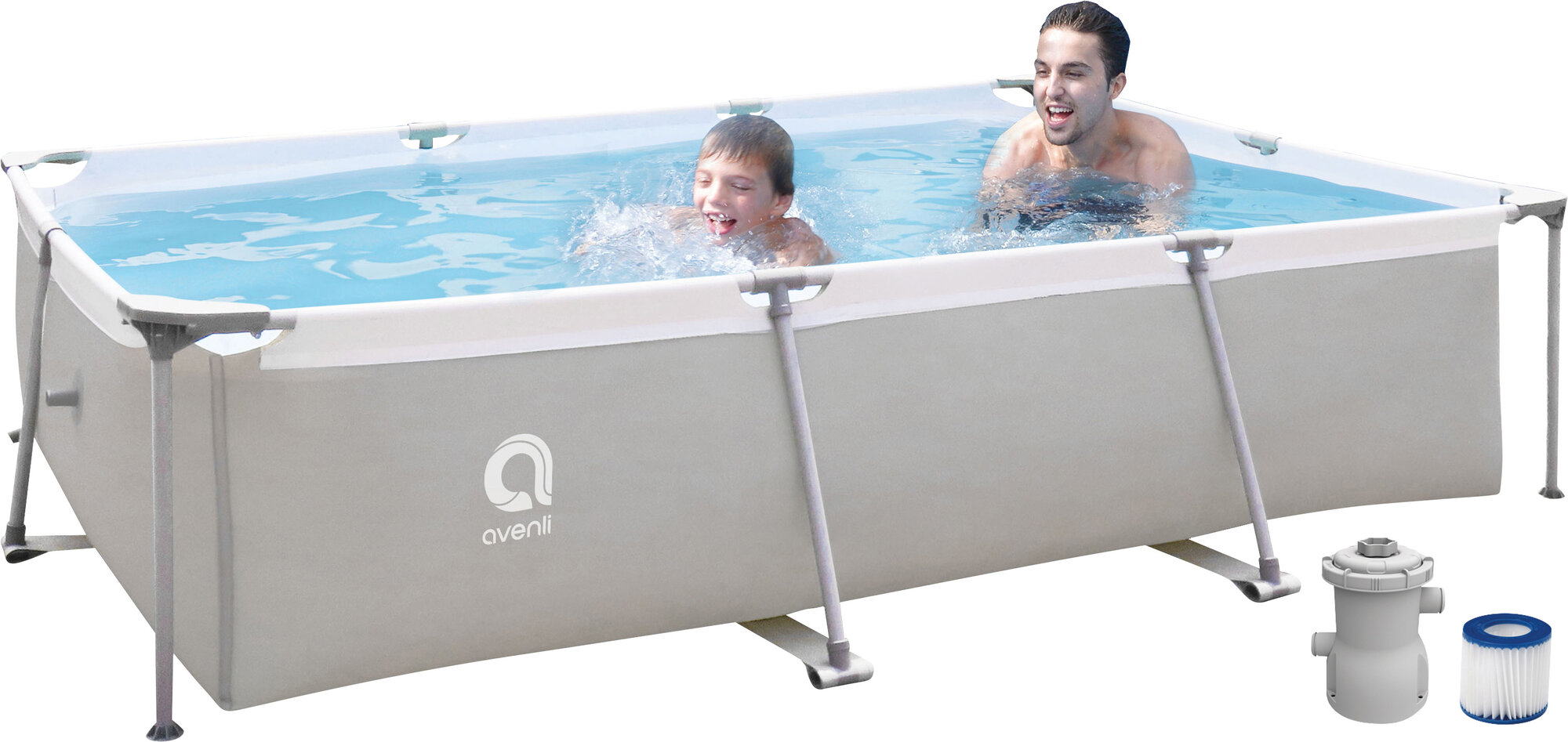 Бассейн каркасный прямоугольный со стальным основанием 300 х 207 х 65 cм + фильтр-насос Avenli (17771EU), 3701 л