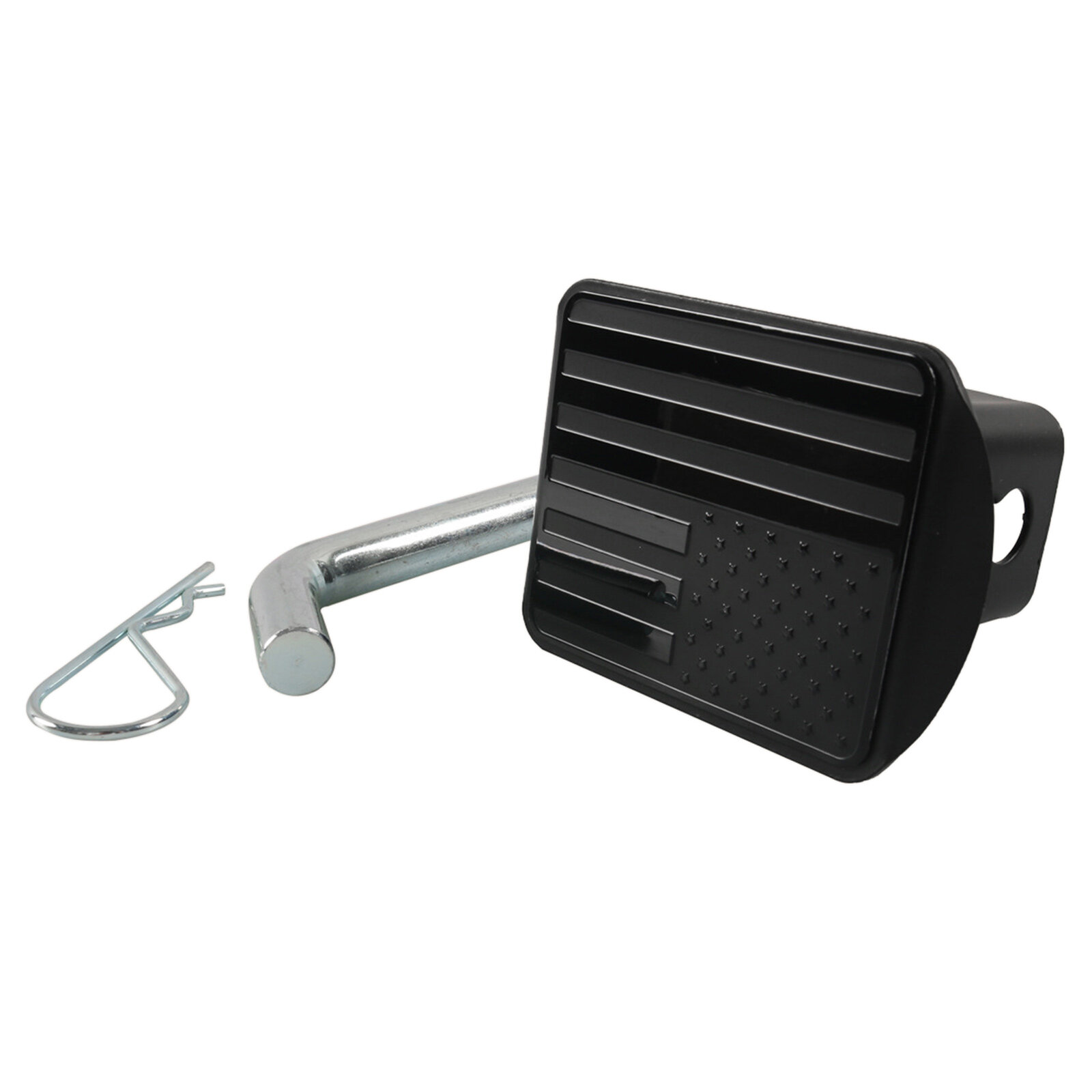 Металлическая крышка с эмблемой Американского флага с фиксирующим штифтом (подходит для 2-дюймовых ресиверов, черный)