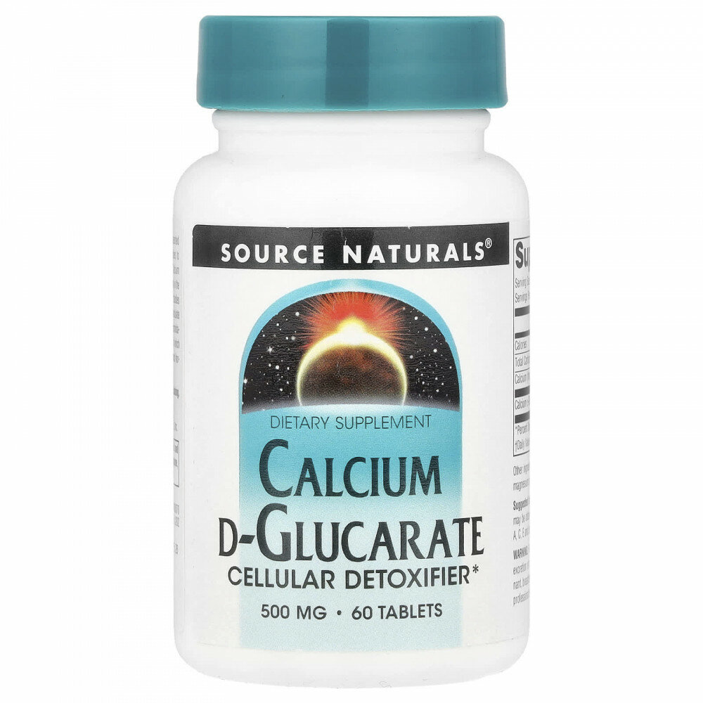 Source Naturals, d-глюкарат кальция, 500 мг, 60 таблеток