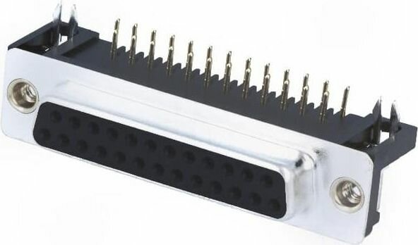 Разъем ADAM DB25-SL-24 D-Sub PIN 25 гнездо "мама" угловой 90 град. THT UNC4-40 1шт