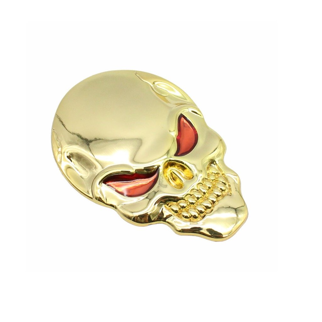 Металлическая наклейка на авто череп золото шильдик