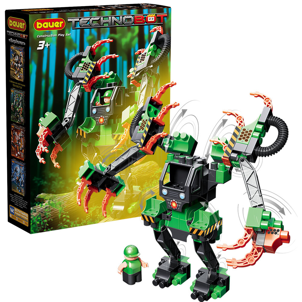 Конструктор Bauer робот "Technobot", для детей от 3-х лет, 95 деталей, зеленый