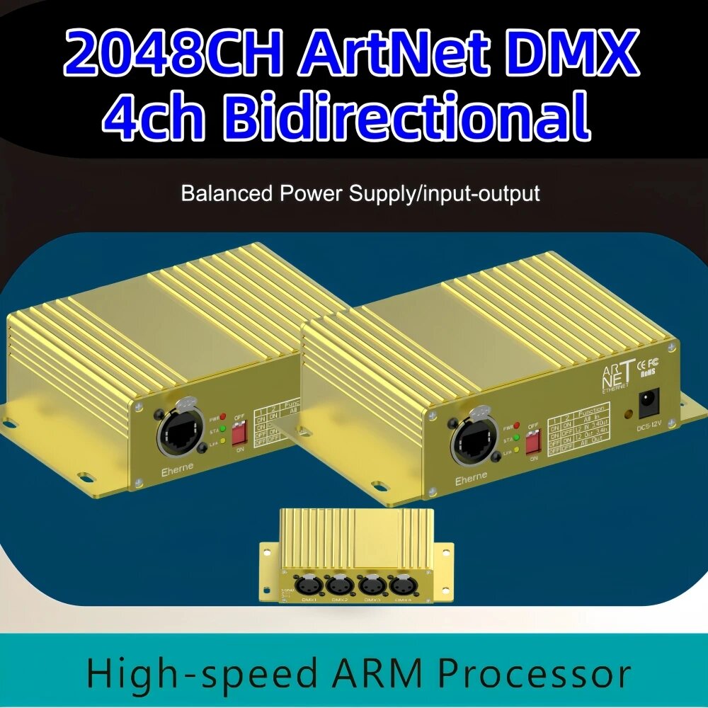 Контроллер освещения ArtNet-DMX 2048CH DMX512, Ethernet-контроллер ArtNet, 4-канальный EU