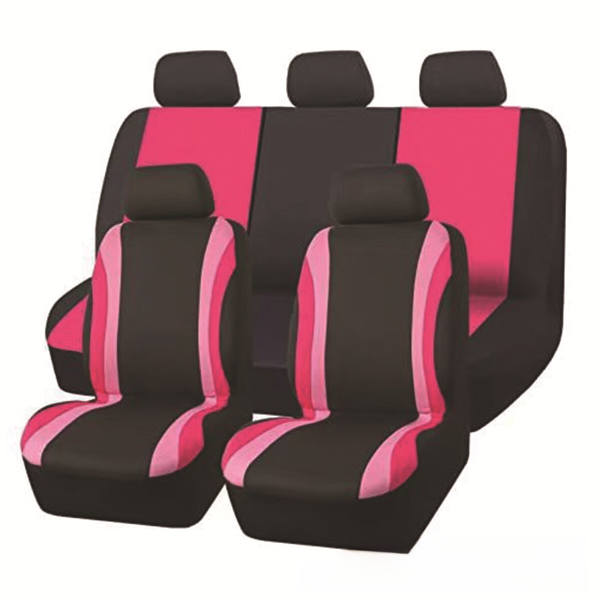 Пятиместный комплект авточехлов Four Seasons YT, ткань, розово-красный, 9 предметов