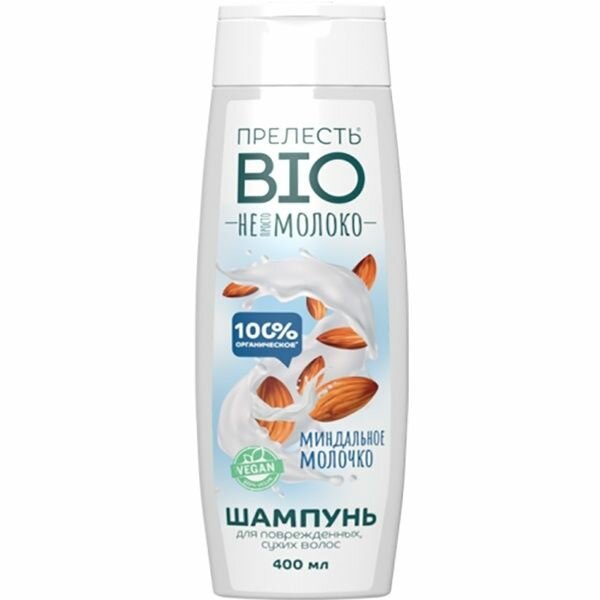 Шампунь Прелесть "Био", Миндальное молочко, для поврежденных сухих волос, 400 мл