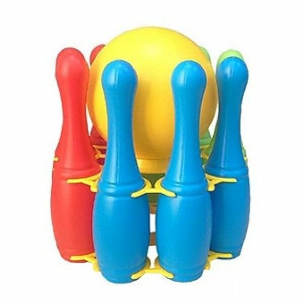 Набор для боулинга Рыжий кот Пластик, 9 кеглей, шар, на держателе (И-8264)