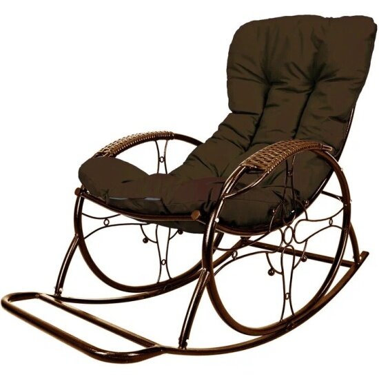 Кресло-качалка Овал люкс M-group коричневое, коричневая подушка