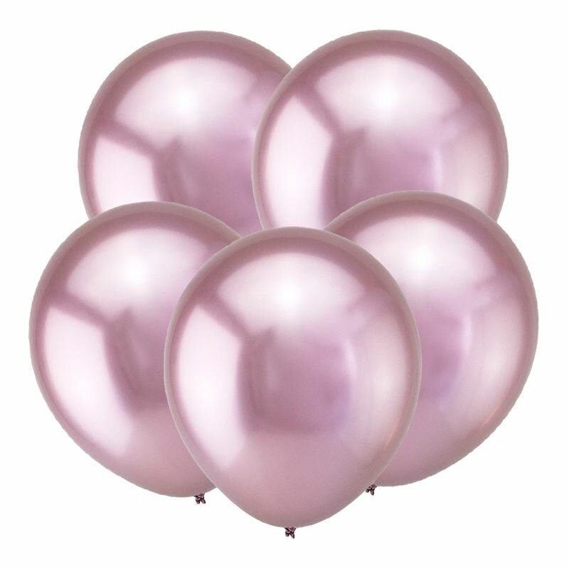Шар воздушный Веселуха латексный Розовый, Зеркальный, Mirror Pink, 50 шт