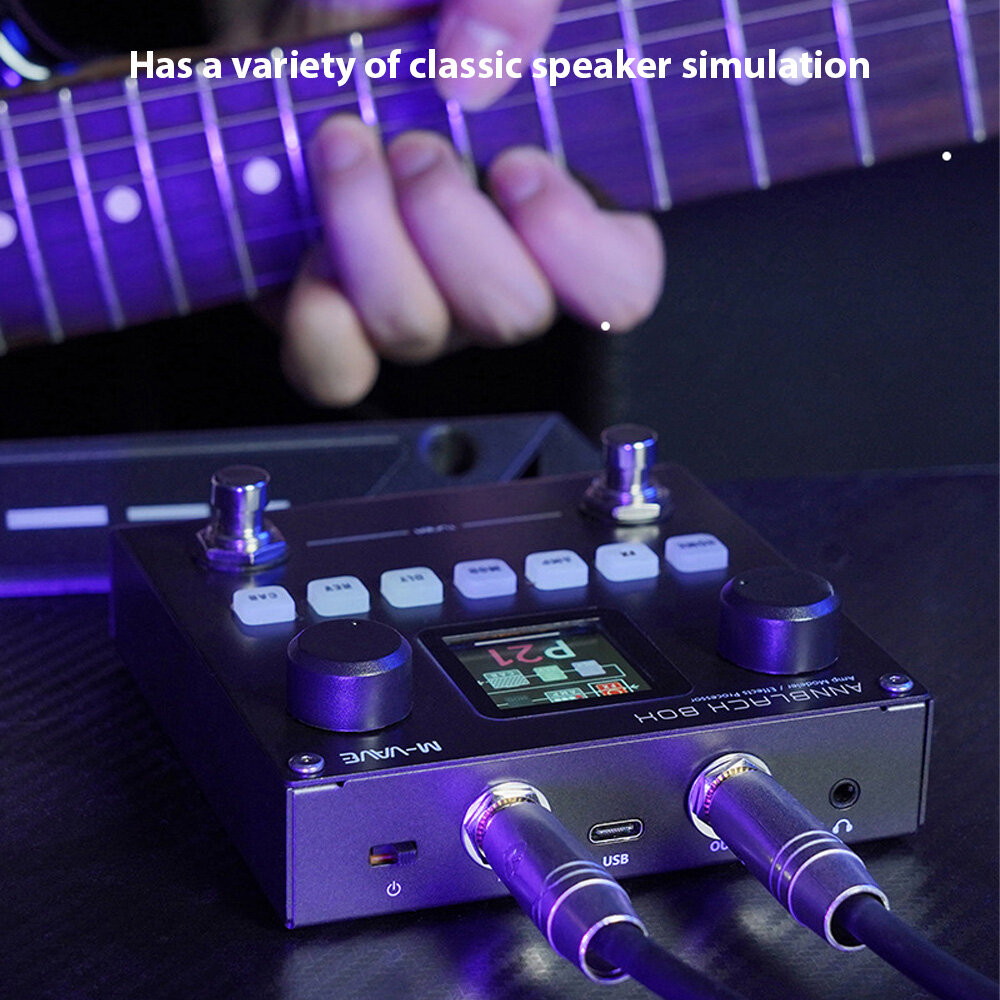 M-VAVE Guitar/Bass AMP Modeler Мультиэффектный процессор 80 редактируемых пресетов 6 модулей эффектов 3-полосный эквалайзер 20 предусилителей 20 слотов IR CAB Педаль мультиэффектов ЖК-экран Многофунк