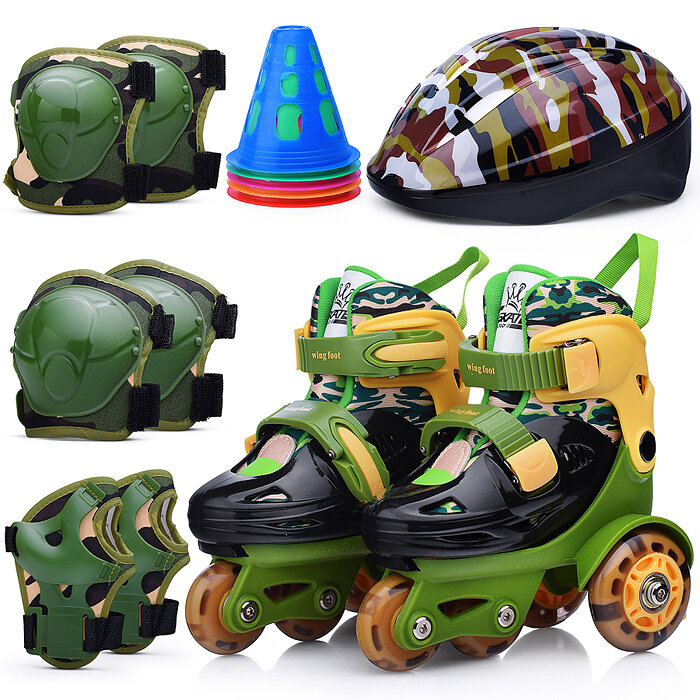 Ролики детские U011007Y размер S(27-30), светятся колеса, хаки