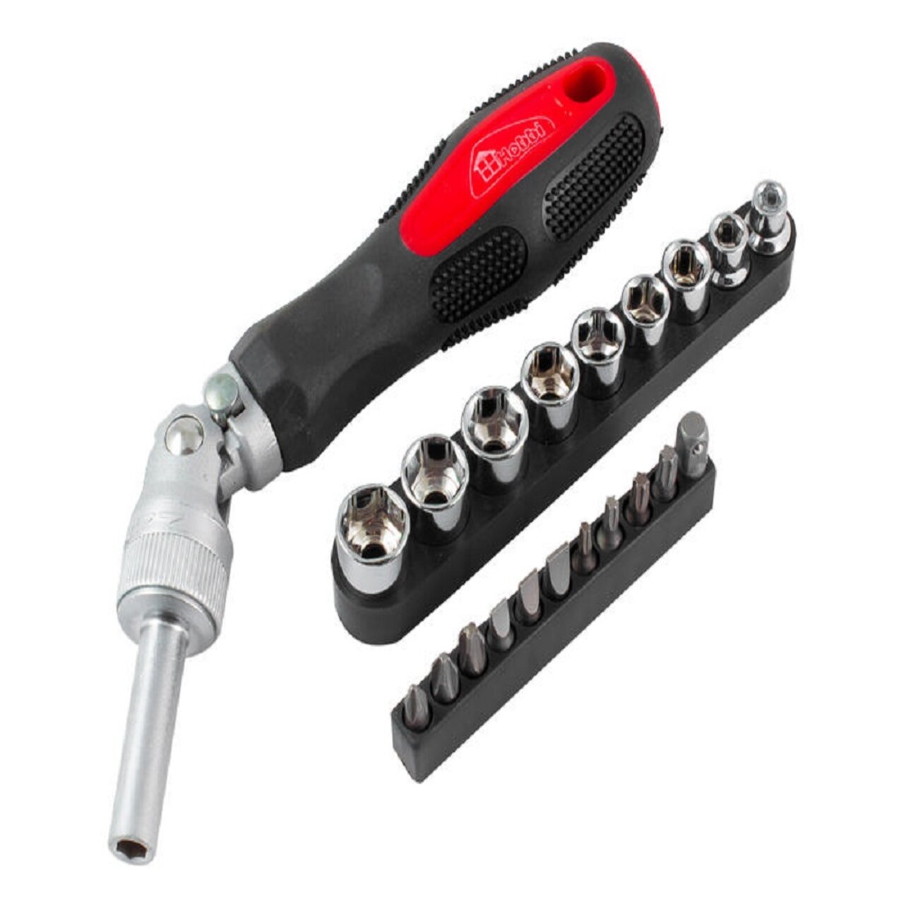 Hobbi CrV отвертка реверсивная с насадками 20 шт биты 25 мм адаптер 25 мм головки 1/4