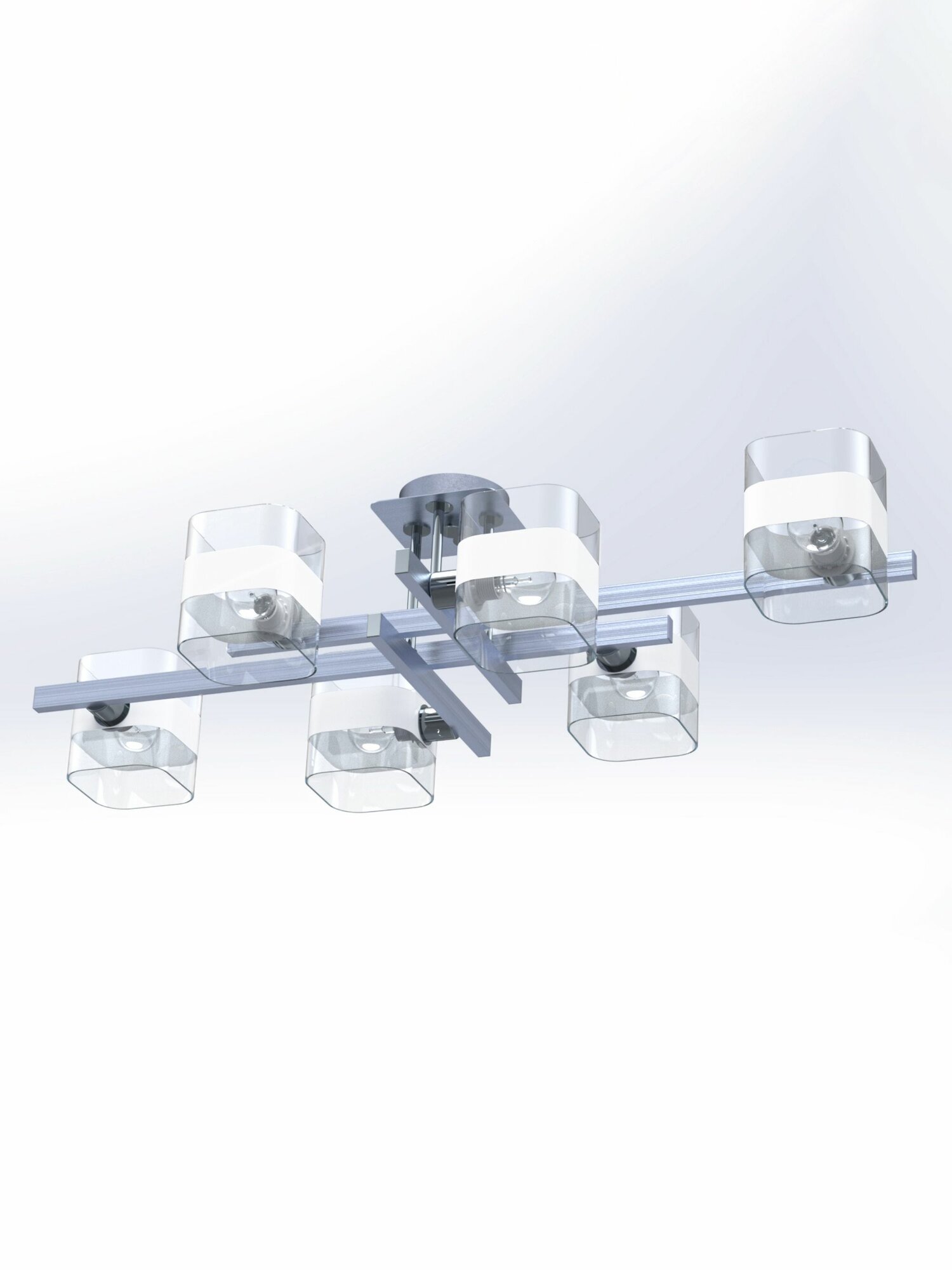 Потолочная люстра Citilux Вирта CL139260, 6 ламп, алюминий с хромом, стеклянные плафоны, современный стиль