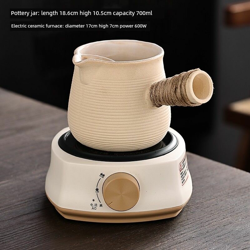 Керамический чайник + плита (белый рисовый горшок, 600 Вт)=v=