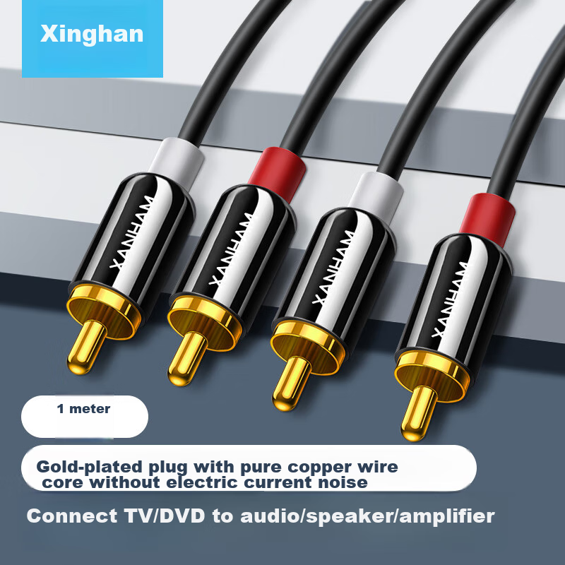 Xinghan Dual RCA Audio Cable, Two-To 2RCA Audio Cable Male-To AV Cable, Computer TV to Speaker Audio Red And White Cable, 1 Meter AV10501
