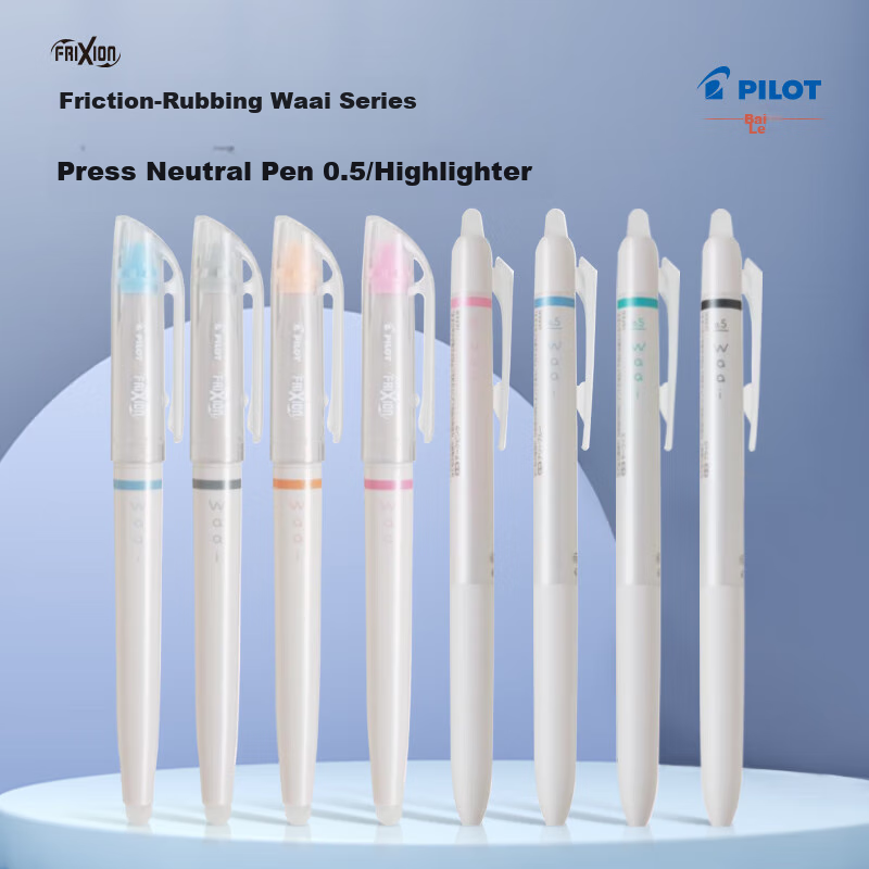 PILOT Momo Eraser Gel Pen 0.5mm And Highlighter Waai Series, Turquoise Blue P-5391 (2 Gel Pens B/TQ + 1 Highlighter SG)