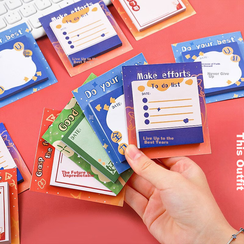 Shilode 4 Creative Inspirational Sticky Notes, Student Message Memo Pad, Cute Office Sticky Notes, Adhesive Memo Paper