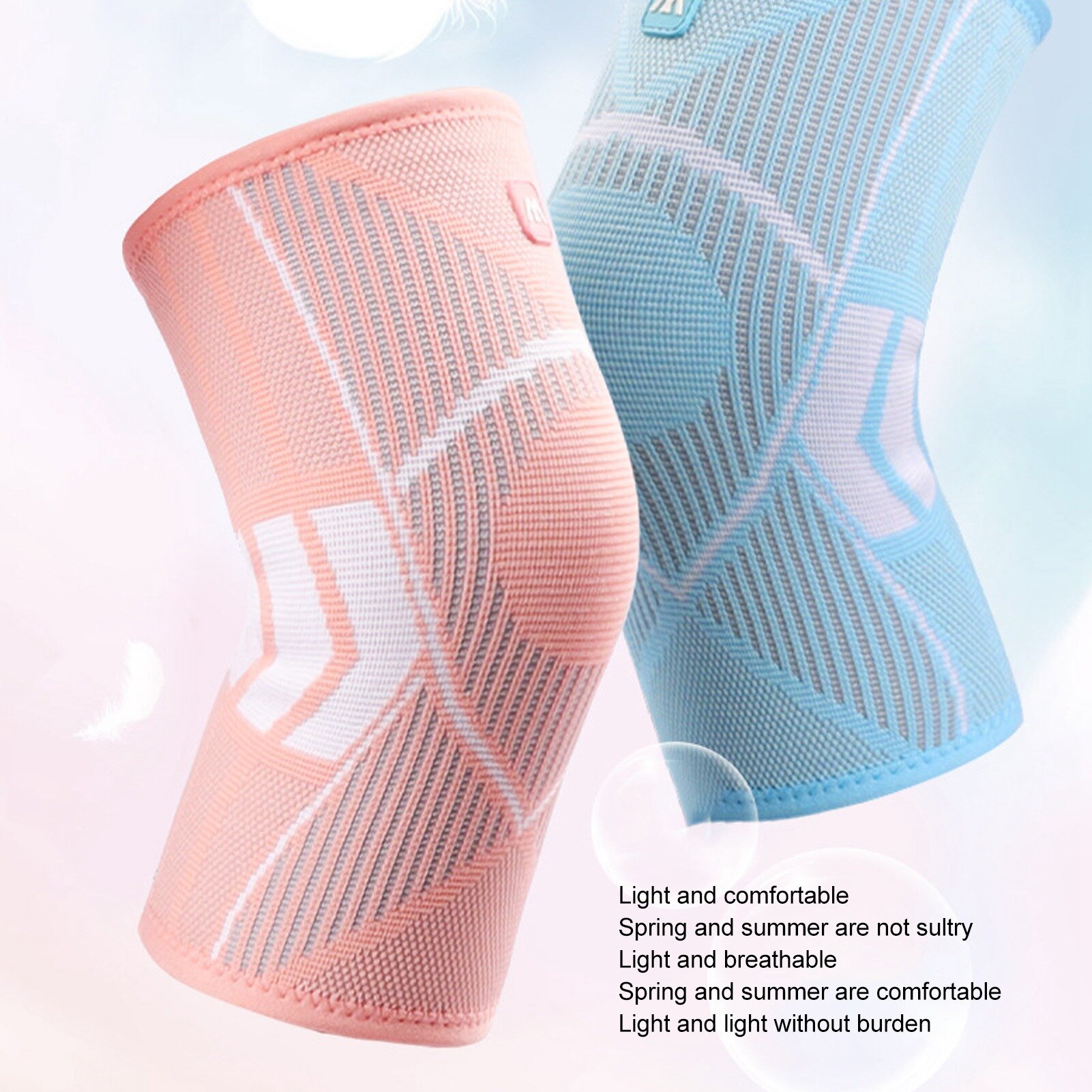 2 шт. спортивные наколенники, дышащие нейлоновые вязаные наколенники, 4-сторонняя эластичная веревка, наколенники для бега, скалолазания, розовый L