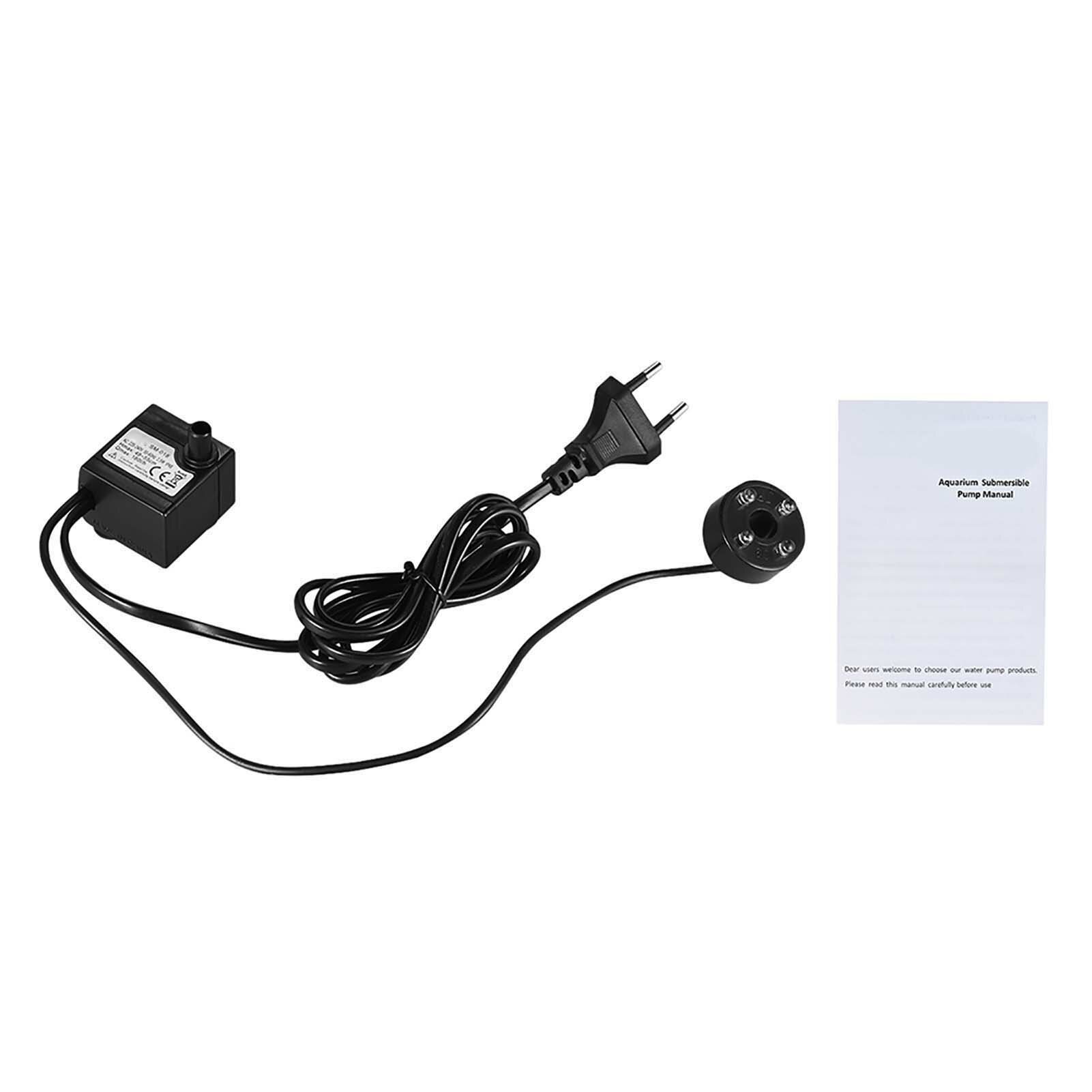 180 л/ч 2,5 Вт погружной водяной насос с 4 светодиодами ультра тихий для пруда аквариума аквариума настольного фонтана гидропоники 4,9 фута (1,5 м) шнур питания