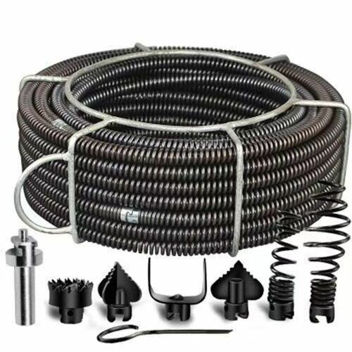 Полный комплект прочистных спиралей 16мм 20м. п / Трос сантехнический для прочистки канализации